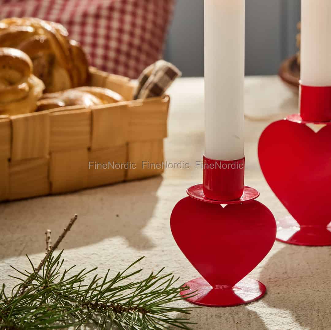 Ib Laursen Candle Holder for 2,2 cm Candle Heart on Base Red Small